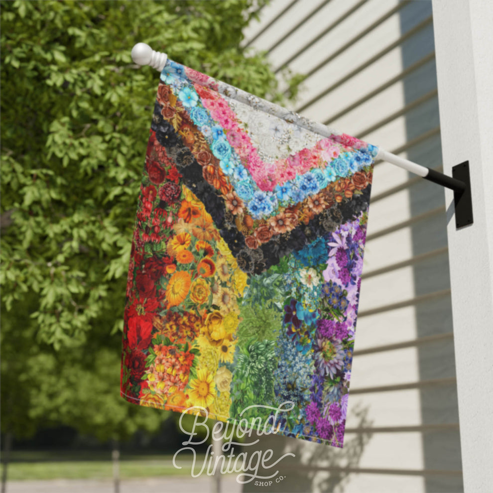 Floral Progressive Pride Flag Garden & House Banner – Beyond Vintage Shop