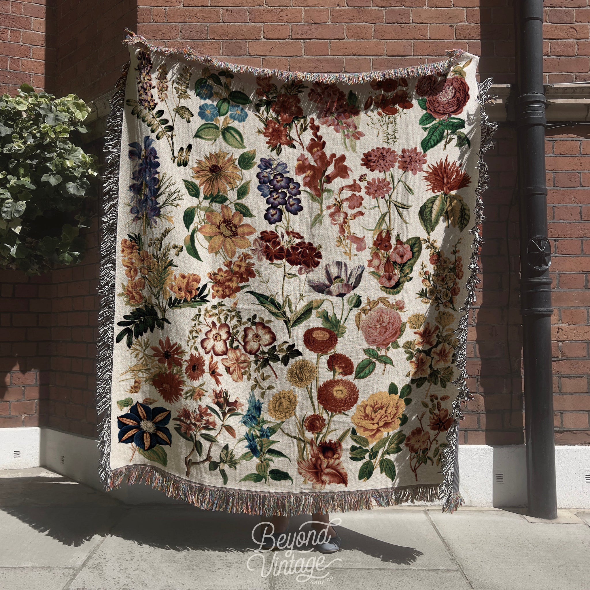 Neutral Vintage Floral Woven Blanket – Beyond Vintage Shop