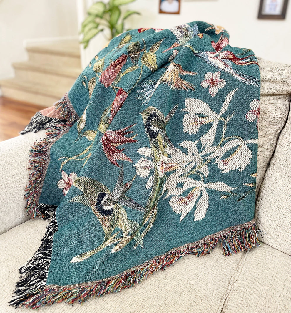 Hummingbirds & Birds of Paradise Woven Throw Blanket – Beyond Vintage Shop