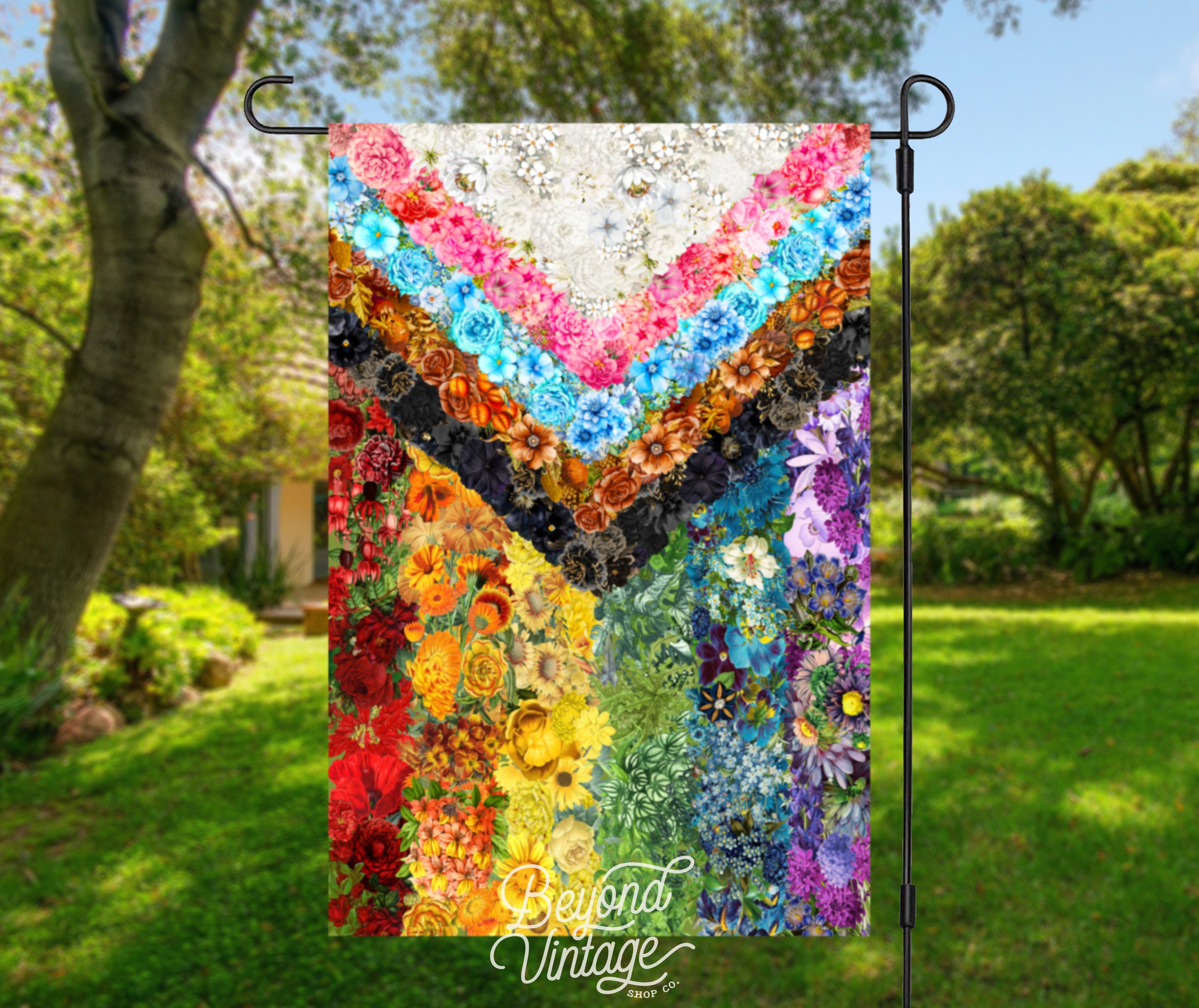 Floral Progressive Pride Flag Garden & House Banner – Beyond Vintage Shop